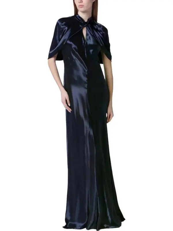 Alberta Ferretti Cape Detail Maxi Dress - Blue