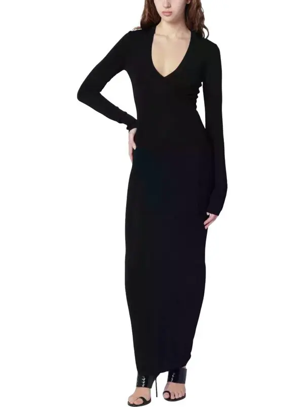 ENTIRE STUDIOS Long-sleeve V-neck Maxi Dress - Black
