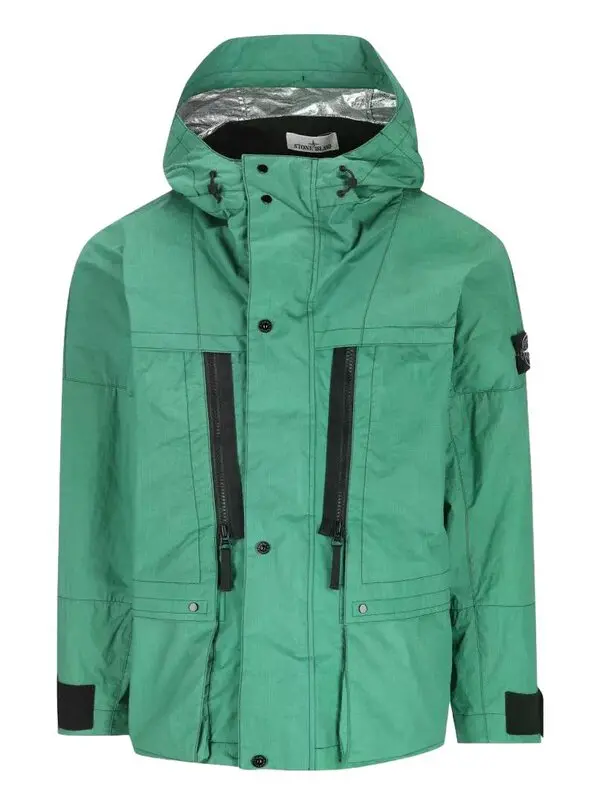 Stone Island Logo-badge Hooded Jacket - Green