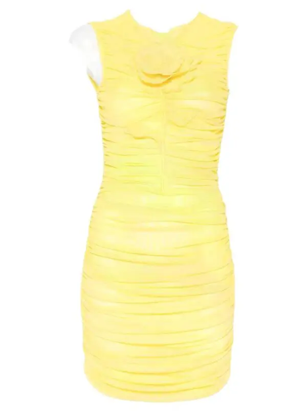 David Koma Ruched Mini Dress - Yellow