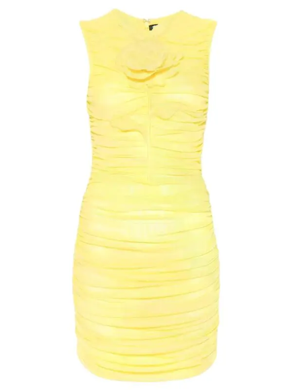 David Koma Ruched Mini Dress - Yellow