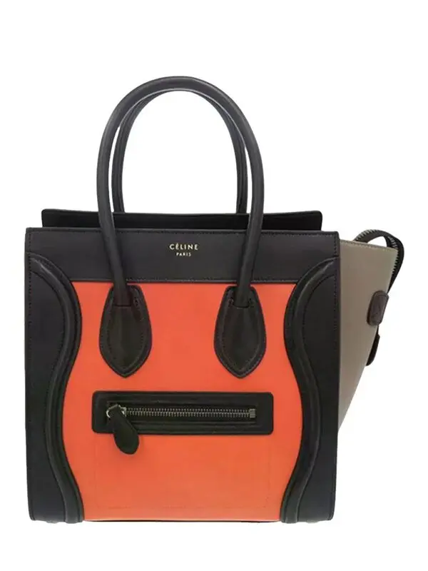 Celine 2010-2025 Micro Tricolor Leather Luggage Tote - Orange
