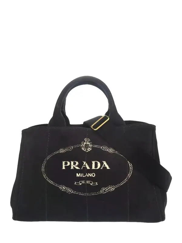Prada Canvas Canapa Logo Satchel - Black