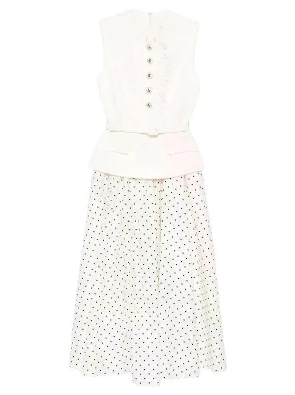 SELF-PORTRAIT Polka-dot Belted Midi Dress - Neutrals