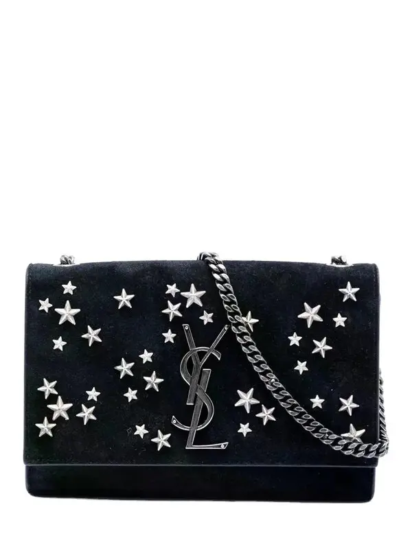 Saint Laurent 2018 Small Suede Monogram Star Studded Kate Crossbody Bag - Black