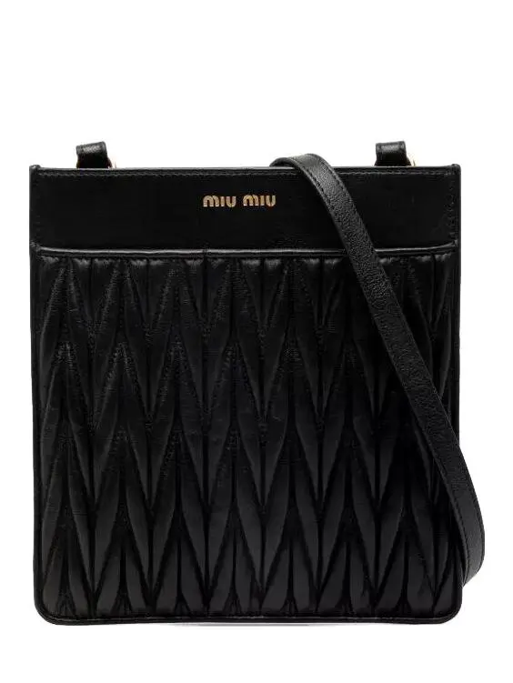 Miu Miu Nappa Matelasse Crossbody Bag - Black