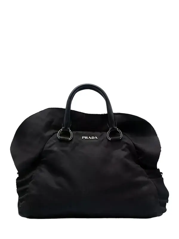 Prada 2010-2016 Tessuto Ruffle Trim Bowler Bag - Black
