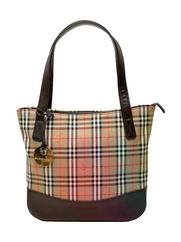 Burberry Haymarket Check Canvas Handbag - Neutrals