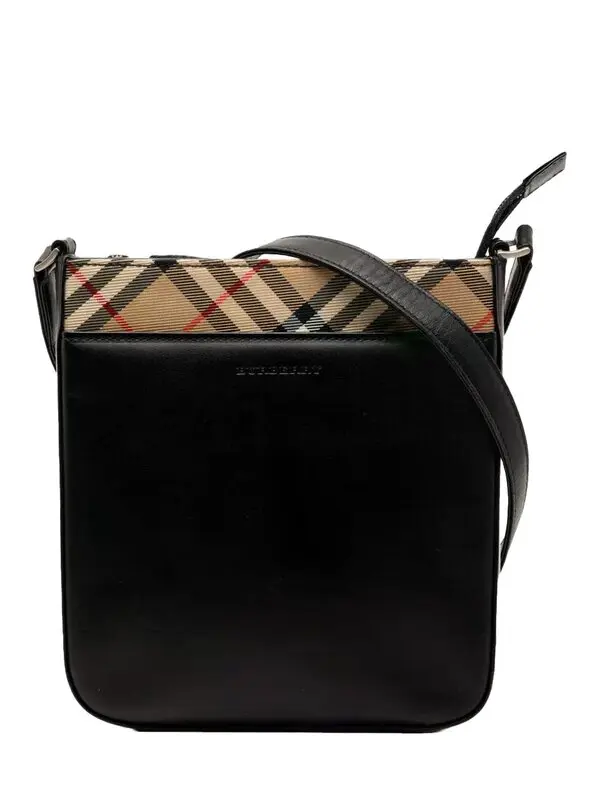 Burberry 2000-2017 Nova Check Trimmed Leather Crossbody Bag - Black