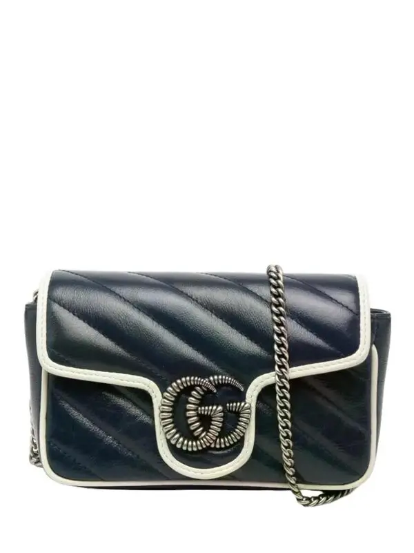 Gucci Gg Marmont Matelassé Super Mini Crossbody Bag - Blue