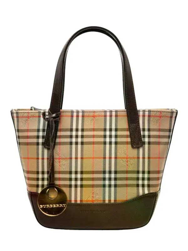 Burberry Haymarket Check Canvas Handbag - Neutrals