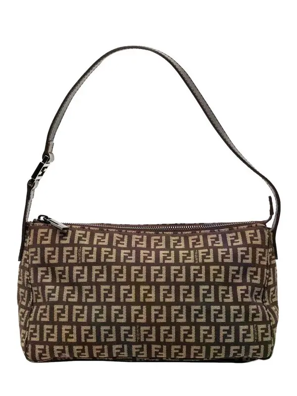 Fendi 2000-2010 Zucchino Canvas Pochette Shoulder Bag - Brown