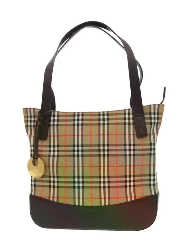 Burberry Haymarket Check Canvas Tote Bag - Brown
