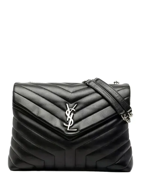 Saint Laurent 2017 Medium Matelasse Calfskin Monogram Loulou Shoulder Bag - Black