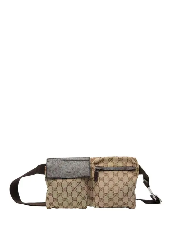 Gucci Gg Canvas Double Pocket Belt Bag - Neutrals