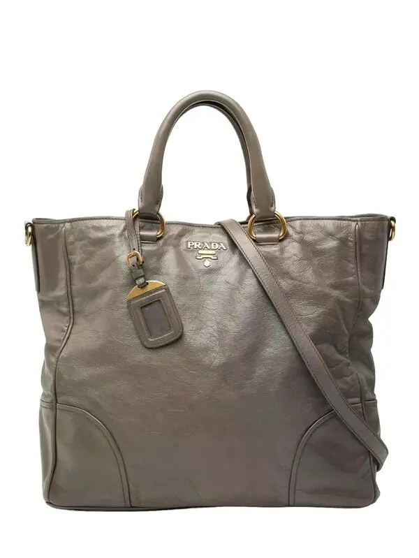 Prada Vitello Shine Satchel - Brown
