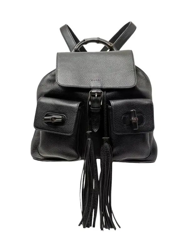 Gucci 2000-2015 Leather Bamboo Tassel Backpack - Black