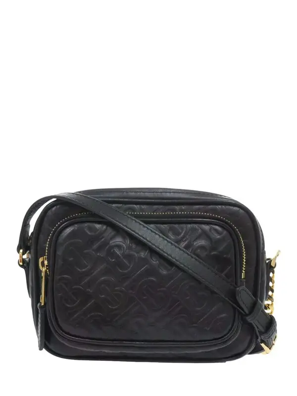 Burberry Embossed Calfskin Tb Monogram Camera Bag - Black
