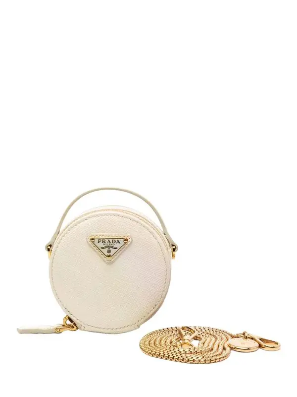 Prada Mini Saffiano Triangle Pouch Satchel - White