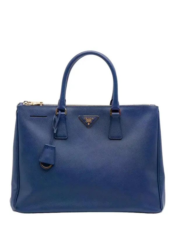 Prada Large Saffiano Lux Galleria Double Zip Satchel - Blue