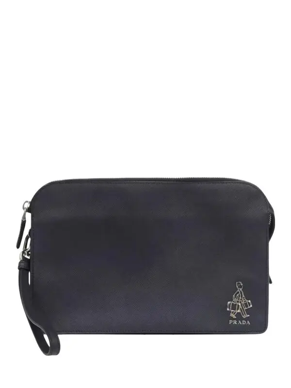Prada Saffiano Lux Business Bag Clutch - Blue