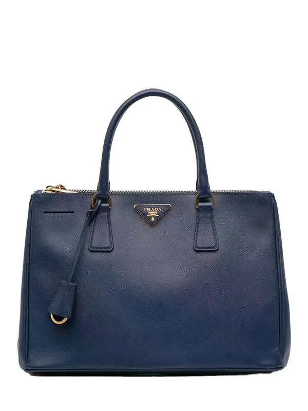 Prada Medium Saffiano Lux Galleria Double Zip Satchel - Blue
