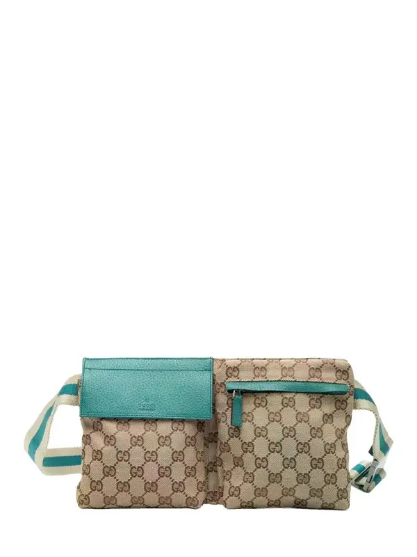 Gucci Gg Canvas Web Double Pocket Belt Bag - Neutrals