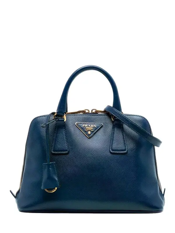 Prada Small Saffiano Lux Promenade Satchel - Blue