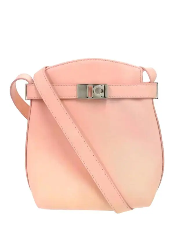 FERRAGAMO Leather Gancini Hug Phone Holder Crossbody Bag - Pink