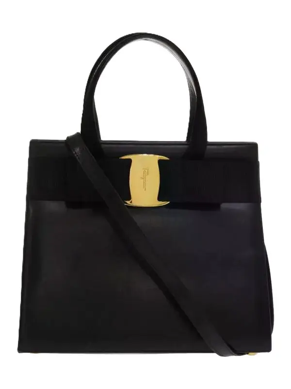 FERRAGAMO 2010-2026 Leather Vara Bow Satchel - Black