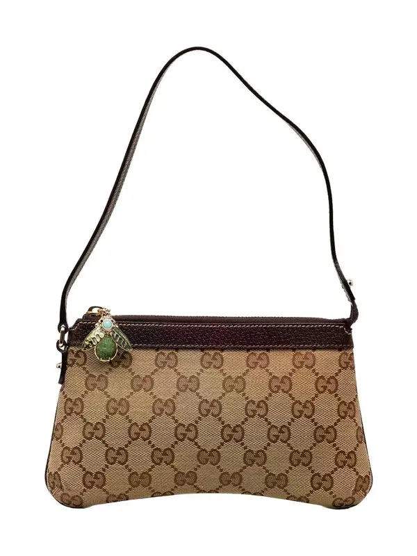 Gucci Gg Canvas Bumble Bee Charm Pochette - Neutrals