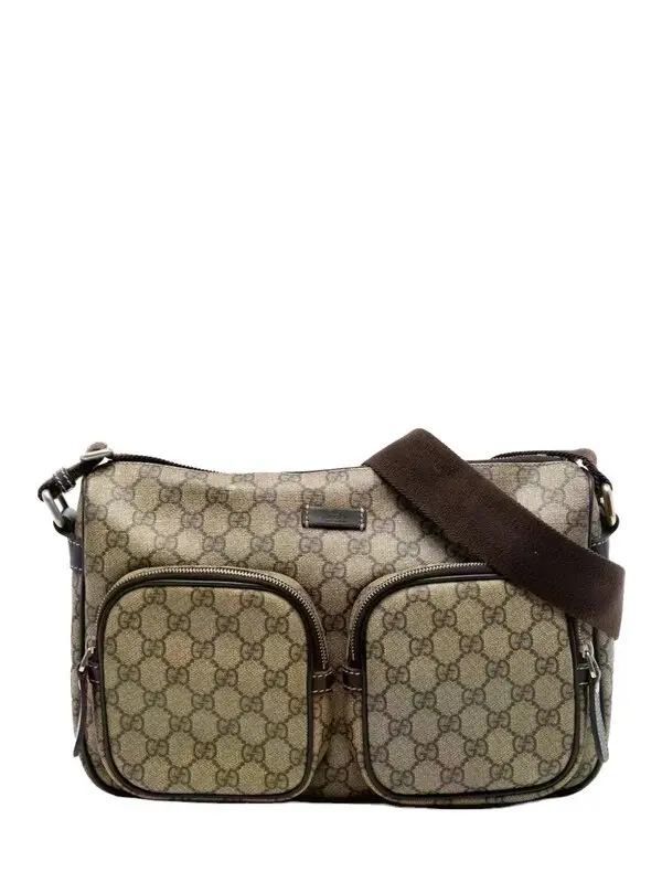 Gucci Gg Supreme Double Pocket Crossbody Bag - Neutrals