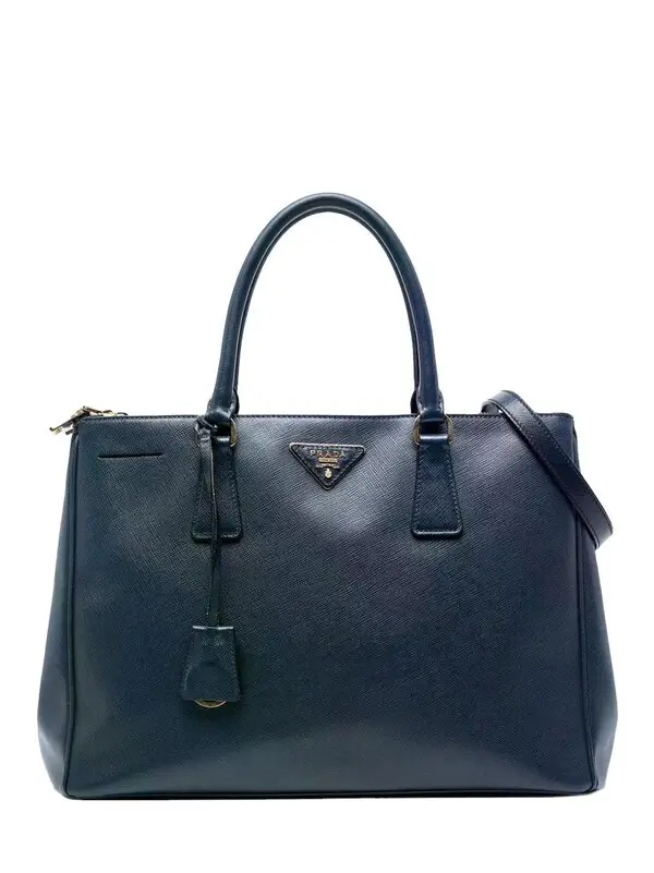Prada 2010-2025 Medium Saffiano Lux Galleria Double Zip Satchel - Blue