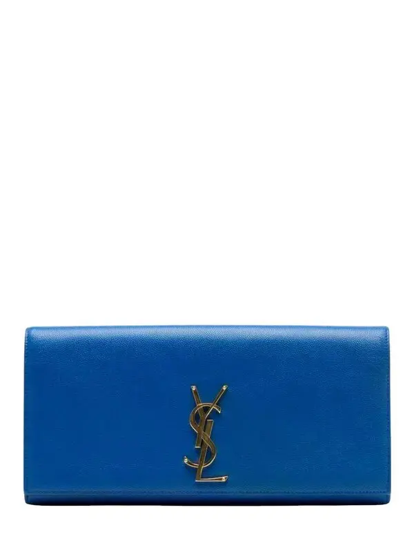 Saint Laurent 2014 Grain De Poudre Monogram Cassandre Clutch - Blue