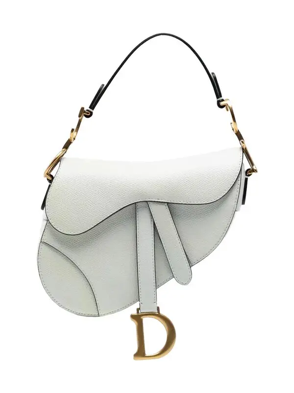 Dior 2020 Mini Grained Calfskin Saddle Satchel - White