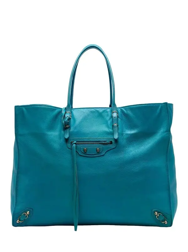 Balenciaga 2005-2025 Leather Papier A4 Tote Bag - Blue