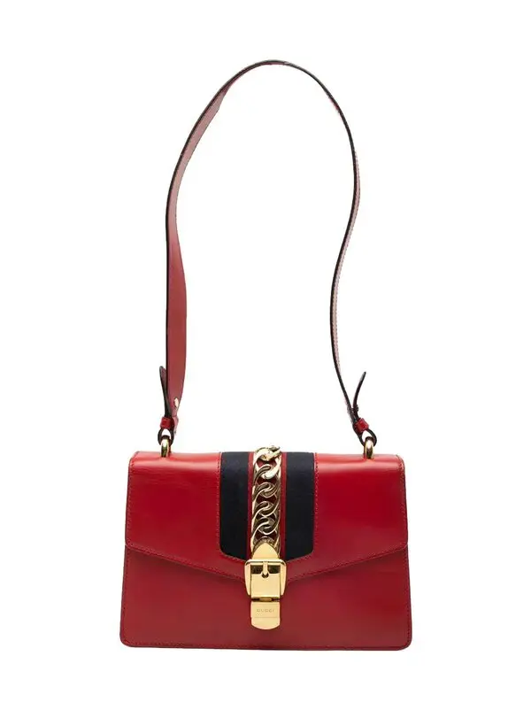 Gucci Leather Sylvie Web Satchel - Red