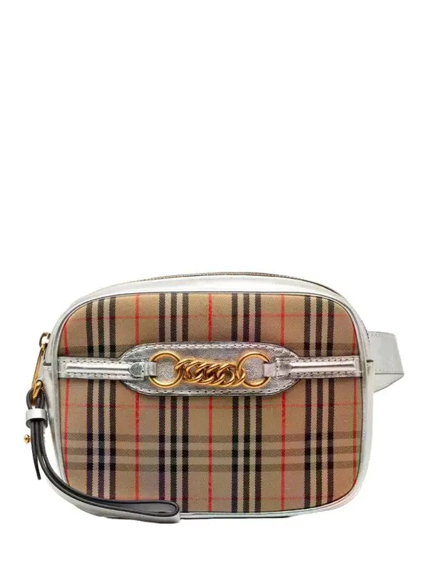 Burberry Haymarket Check Canvas 1983 Link Belt Bag - Silver