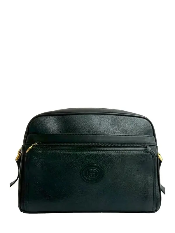 Gucci 20th Century Grained Calfskin Interlocking G Crossbody Bag - Black