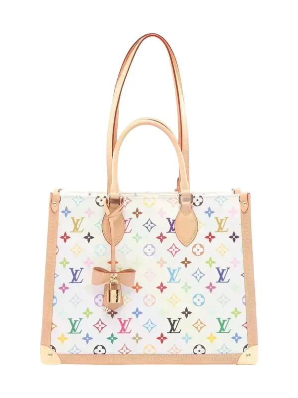 LOUIS VUITTON Murakami Monogram Multicolore Onthego Mm Tote Bag - White