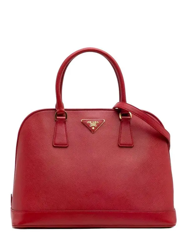 Prada Medium Saffiano Lux Open Promenade Satchel - Red