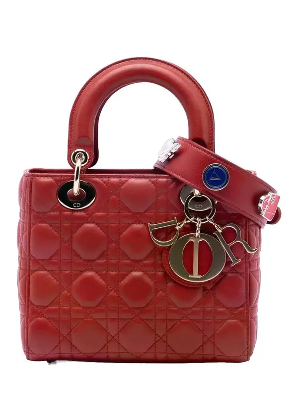 Dior 2017 Lambskin Cannage My Abcdior Lady Satchel - Red