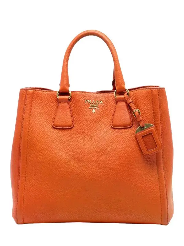 Prada Vitello Daino Open Convertible Tote - Orange