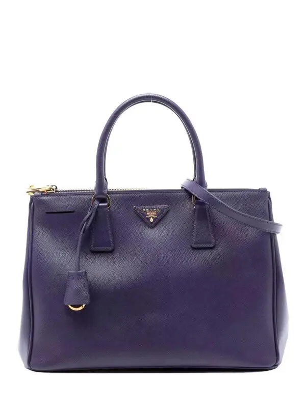 Prada 2013-2025 Medium Saffiano Lux Galleria Double Zip Satchel - Purple