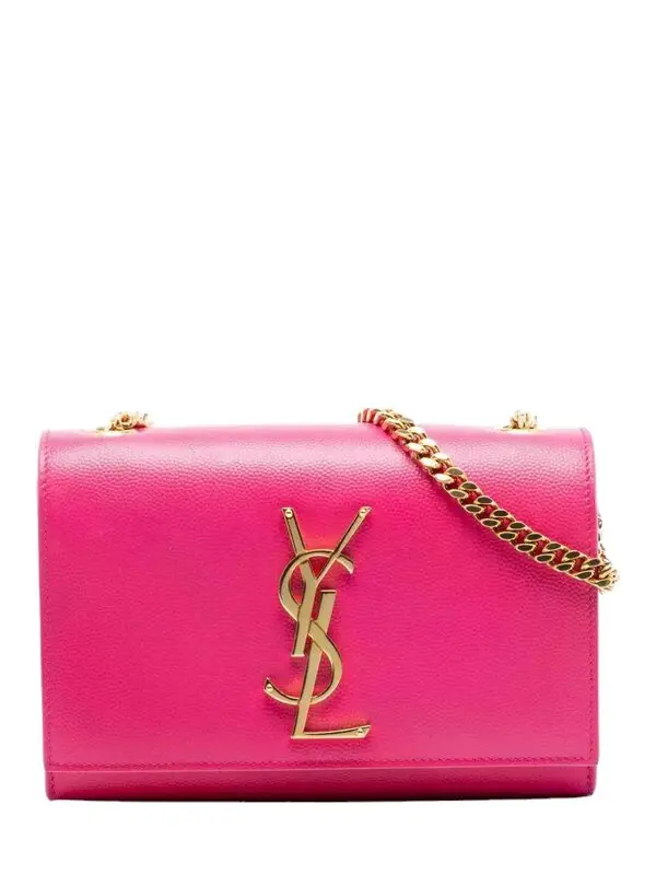 Saint Laurent 2014 Small Grain De Poudre Monogram Kate Crossbody Bag - Pink