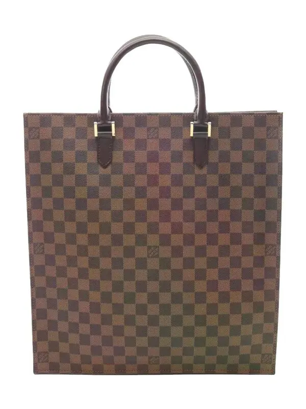 LOUIS VUITTON 2005 Damier Ebene Sac Plat Tote Bag - Brown