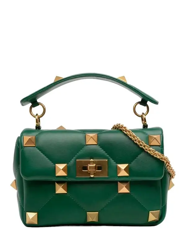 Valentino Garavani Medium Nappa Roman Stud Satchel - Green