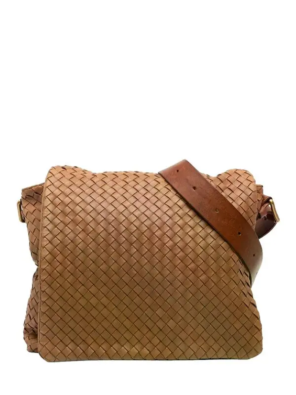 Bottega Veneta Nappa Intrecciato Messenger Bag - Brown