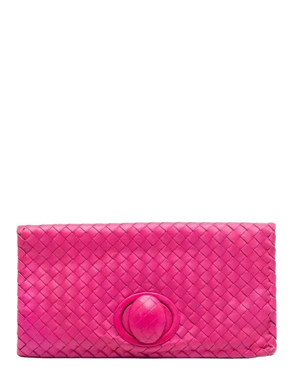 Bottega Veneta Nappa Intrecciato Turn Lock Clutch - Pink