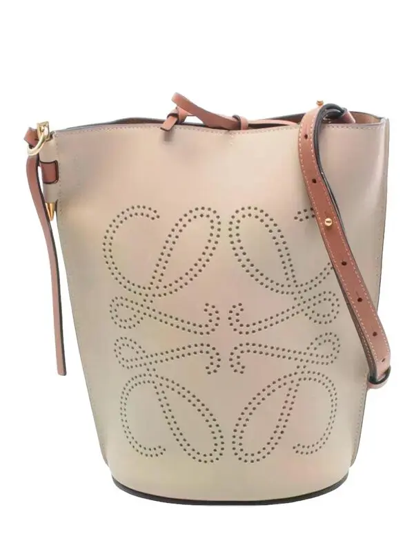 Loewe 2010-2026 Anagram Perforated Leather Gate Bucket Bag - Neutrals